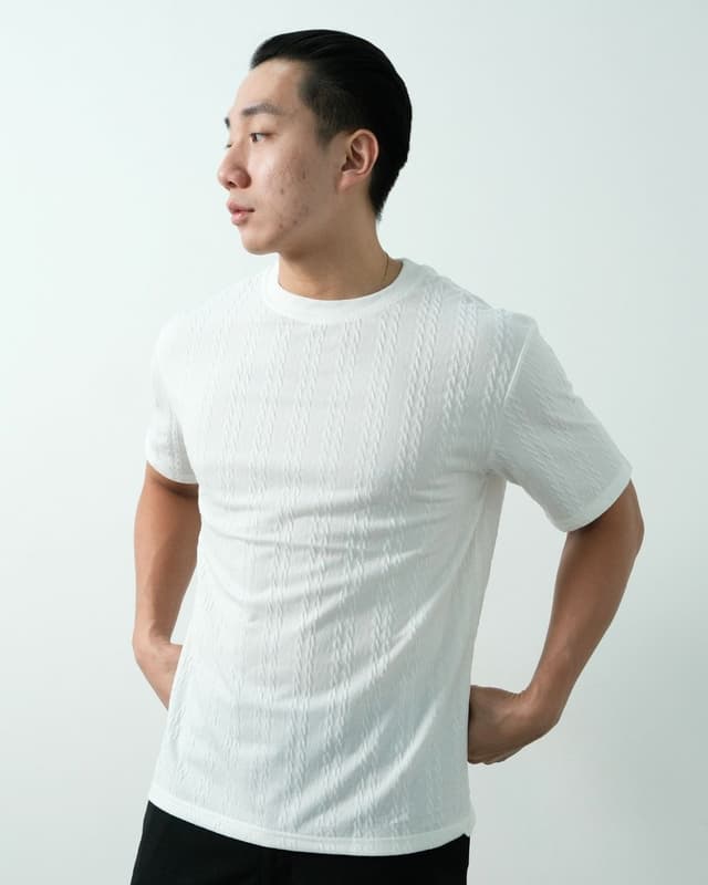 Barrack Jacquard Short Sleeve O Neck | Men | Blue Label